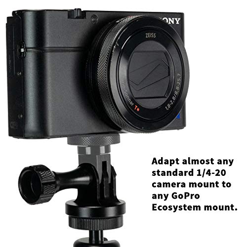 Camera Mount Adapter for GoPro 11/10/9/MAX& Insta360 X3/X2/X/RS/R Ecosystem - ¼-20 Conversion Adapter for GoPro/Insta360 Mounting System- Full 100% CNC Aluminum Metal to Any GoPro/Insta360 Mount Acc