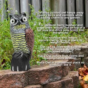 Galashield Owl Decoy | Plastic Owls to Scare Birds Away with Solar Powered LED Eyes | Owl Statue for Garden & Outdoors