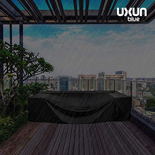 UXUNBlue Outdoor Patio Furniture Covers 210D Oxford Polyester Black Large Size Rectangular Sectional Furniture Set Covers Fits to 12Seats Sofa Cover 110"L Waterproof | Anti-UV(110"L x 83"W x 28"H)