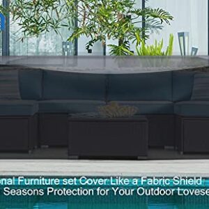 UXUNBlue Outdoor Patio Furniture Covers 210D Oxford Polyester Black Large Size Rectangular Sectional Furniture Set Covers Fits to 12Seats Sofa Cover 110"L Waterproof | Anti-UV(110"L x 83"W x 28"H)