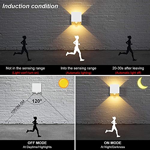 INHDBOX Motion Sensor LED Wall Lighting Sconce, 7W Warm Light Outdoor Waterproof Adjustable Wall Lamp, Motion Detector Garden/Hallway/Pathway Porch Light