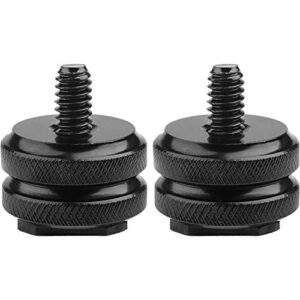 Camera Hot Shoe Mount to 1/4"-20 Tripod Screw Adapter Flash Shoe Mount for DSLR Camera Rig (Pack of 2)