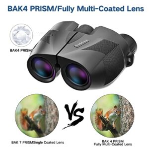 Compact Binoculars 15x25 for Adults and Kids, Waterproof Binocular with Low Light Vision, Easy Focus Binoculars for Bird Watching