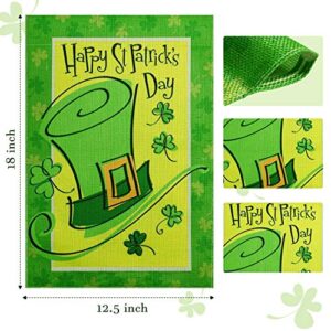 Boao St Patrick's Day Garden Flag Shamrock Double Sided Irish Shamrock Yard Flag Holiday Decorative Flag 12 x 18 Inch for St Patrick's Day Indoor Outdoor Decoration