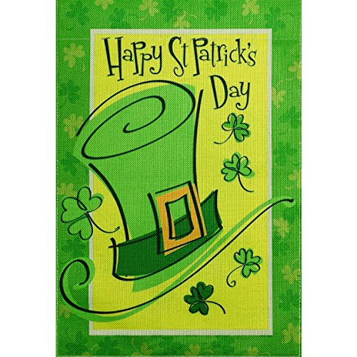 Boao St Patrick's Day Garden Flag Shamrock Double Sided Irish Shamrock Yard Flag Holiday Decorative Flag 12 x 18 Inch for St Patrick's Day Indoor Outdoor Decoration