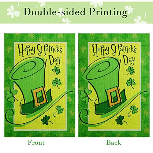 Boao St Patrick's Day Garden Flag Shamrock Double Sided Irish Shamrock Yard Flag Holiday Decorative Flag 12 x 18 Inch for St Patrick's Day Indoor Outdoor Decoration