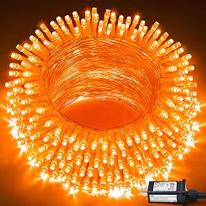 jmexsuss 100 led orange string lights, 8 modes orange halloween lights indoor, 33ft orange lights outdoor waterproof for halloween decorations, fireplace, party, tree, garden, christmas