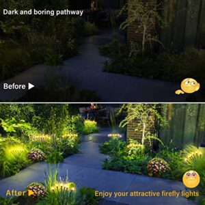 Brightever 4-Pack Solar Lights Outdoor Waterproof - Swaying Solar Garden Lights, Upgraded Solar Powered Firefly Lights with Highly Flexible Copper Wires, Yard Pathway Christmas Landscape Stake Lights