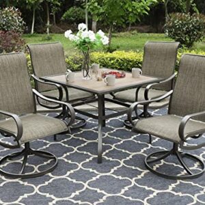 Sophia & William Patio Dining Set 5 Pieces Outdoor Furniture Set for 4 Patio Swivel Chairs Textilene with 1 Metal Umbrella Table 6 Person for Lawn Garden