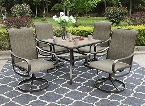 Sophia & William Patio Dining Set 5 Pieces Outdoor Furniture Set for 4 Patio Swivel Chairs Textilene with 1 Metal Umbrella Table 6 Person for Lawn Garden