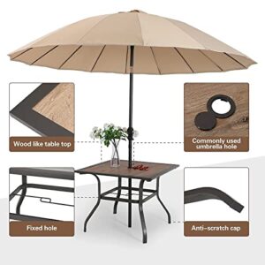 Sophia & William Patio Dining Set 5 Pieces Outdoor Furniture Set for 4 Patio Swivel Chairs Textilene with 1 Metal Umbrella Table 6 Person for Lawn Garden