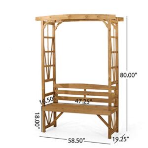 Christopher Knight Home Lydia Traditional Firwood Arbor Bench, Teak