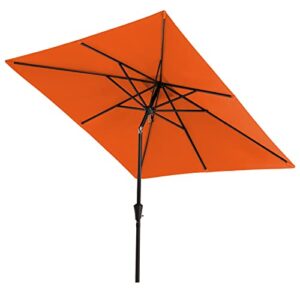 rowhy square8×8ft patio table market umbrella outdoor portable garden sunshade with push button tilt and crank lift system uv protection waterproof sunproof for lawn garden, deck, backyard orange