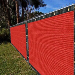 Ifenceview 5'x3' to 5'x50' Red Shade Cloth/Fence Privacy Screen Fabric Mesh Net for Construction Site, Yard, Driveway, Garden, Railing, Canopy, Awning 160 GSM UV Protection (5'x50')