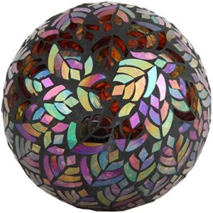 Lily's Home Colorful Mosaic Glass Gazing Ball, Designed with a Stunning Holographic Petal Mosaic Baroque Splendor Pattern to Bring Color to Any Home and Garden, Silver & Purple (10 Inches Dia.)