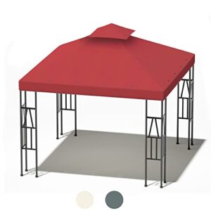 folawo 10′ x 10′ gazebo replacement canopy double tier gazebo covers for yard patio garden canopy sunshade (red)