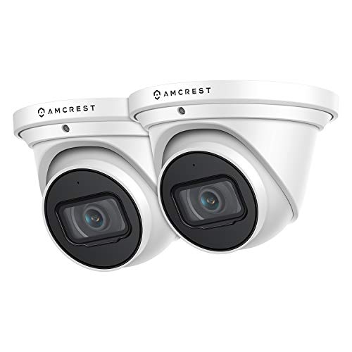 Amcrest 2-Pack UltraHD 4K (8MP) Outdoor Security IP Turret PoE Camera, 3840x2160, 98ft NightVision, 2.8mm Lens, IP67 Weatherproof, MicroSD Recording (256GB), White (2PACK-IP8M-T2599EW)