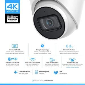 Amcrest 2-Pack UltraHD 4K (8MP) Outdoor Security IP Turret PoE Camera, 3840x2160, 98ft NightVision, 2.8mm Lens, IP67 Weatherproof, MicroSD Recording (256GB), White (2PACK-IP8M-T2599EW)