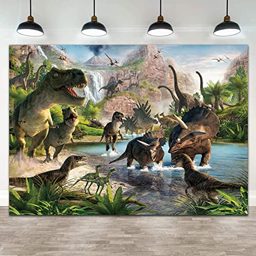 PASRLOLV 7x5ft Dinosaur Photo Backdrop, Dinosaur Park Theme Backdrop, Dinosaur Photography Background for Boy Girl Birthday Party Banner Newborn Baby Shower Decoration Photo Booth Prop, Vinyl