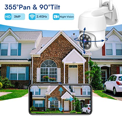 XVIM Wireless Security Camera, 3MP Security Camera Outdoor with 32G SD Card, Night Vision, Remote Access, Motion Detection, 2-Way Audio, Supports SD Card/Cloud Storage, Waterproof