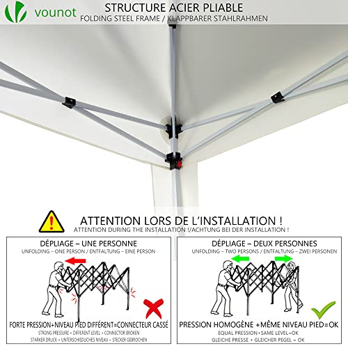 VOUNOT 10*10ft Pop Up Gazebo Tent, Canopy Tent for Parties with Sides & 4 Weight Bags & Carry Bag, Marquee Garden Party Tent Outdoor, White