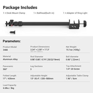 SmallRig Selection Camera Desk Mount Table Stand, Adjustable Light Stand 13"-35", Tabletop C Clamp for DSLR Camera, Ring Light, Live Streaming, Photo Video Shooting (1 PC)