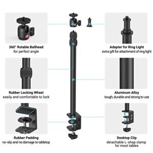 SmallRig Selection Camera Desk Mount Table Stand, Adjustable Light Stand 13"-35", Tabletop C Clamp for DSLR Camera, Ring Light, Live Streaming, Photo Video Shooting (1 PC)