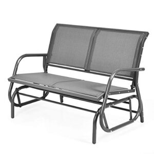 dortala 48” outdoor patio swing glider bench chair, cozy patio bench for 2 people, steel rocking garden loveseat with spacious space, swing lounge glider chair for patio backyard poolside lawn, grey