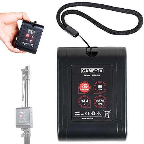 Came-TV Mini V Mount Battery 99Wh 6875mAh 15A Draw Rechargeable V-Mount with 2 D-TAP & 1 USB for Blackmagic BMPCC 4k/6K Pro/Sony FX6/Red Komodo/Canon C70/Z cam E2,Video Lights,Monitors