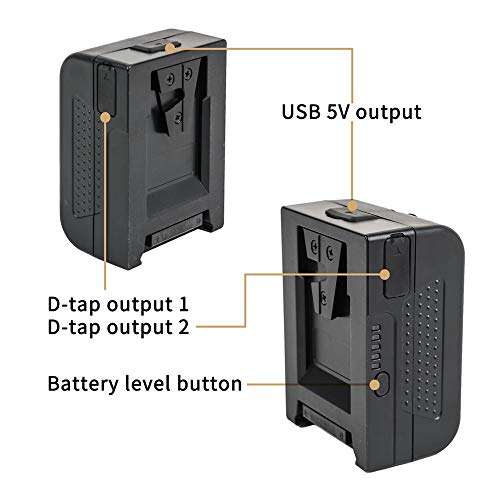 Came-TV Mini V Mount Battery 99Wh 6875mAh 15A Draw Rechargeable V-Mount with 2 D-TAP & 1 USB for Blackmagic BMPCC 4k/6K Pro/Sony FX6/Red Komodo/Canon C70/Z cam E2,Video Lights,Monitors