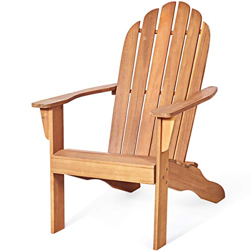 RELAX4LIFE Adirondack Chair Patio Chair Wooden Weather Resistant Chair for Yard, Garden, Patio, Deck & Poolside Acacia Outdoor Lounger Chair (1, Natural)