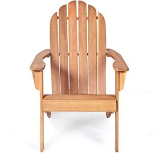 RELAX4LIFE Adirondack Chair Patio Chair Wooden Weather Resistant Chair for Yard, Garden, Patio, Deck & Poolside Acacia Outdoor Lounger Chair (1, Natural)