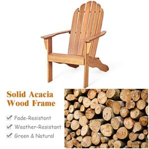 RELAX4LIFE Adirondack Chair Patio Chair Wooden Weather Resistant Chair for Yard, Garden, Patio, Deck & Poolside Acacia Outdoor Lounger Chair (1, Natural)