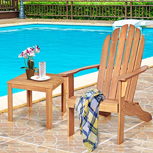 RELAX4LIFE Adirondack Chair Patio Chair Wooden Weather Resistant Chair for Yard, Garden, Patio, Deck & Poolside Acacia Outdoor Lounger Chair (1, Natural)