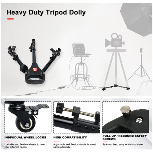 YaeCCC Kingjoy VX-600 Photography Heavy Duty Tripod Dolly Wheels Adjustable Leg Mounts Compatible with Canon Nikon Sony DSLR Camera Camcorder Photo Video