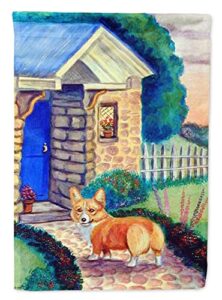 caroline’s treasures 7169gf corgi at the cottage flag garden size, garden size, multicolor