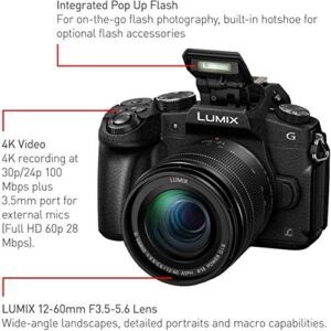 Panasonic Lumix DMC-G85 Mirrorless Camera with 12-60mm OIS Lens Starter Bundle with Bag, 64GB SD Card, 2 Extra Battery, Charger, Mini Tripod and Accessories