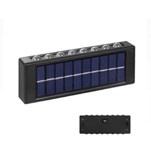 ASLIDECOR 16 Led Up Down Solar Wall Lights, 2 Pack Warm White Solar Fence Lights Waterproof,Black Solar Deck Lighting for House Garden Porch