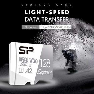 Silicon Power 128GB Superior Micro SDXC UHS-I (U3), V30 4K A2, High Speed MicroSD Card with Adapter