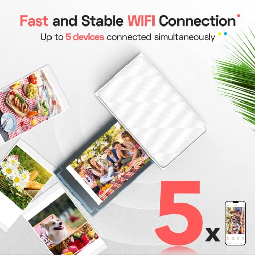 Liene White M200 4x6'' Photo Printer Battery Edition, Wireless Photo Printer for iPhone Android, Dye Sublimation Printing Full-Color Photo 20-Sheet, Portable Picture Printer Ideal for Travel Home Use