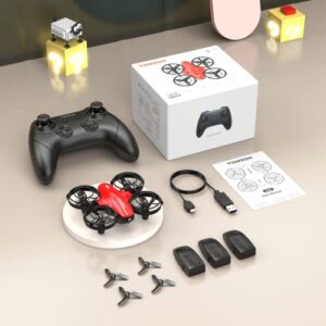 TOMZON A24 Mini Drone for Kids with Battle Mode, Kids Drone with Throw to Go, High Speeds Rotation, Self Spin and 3D Flip, RC Quadcopter with Altitude Hold, Headless Mode, 3 Batteries, Safe Cover, Red