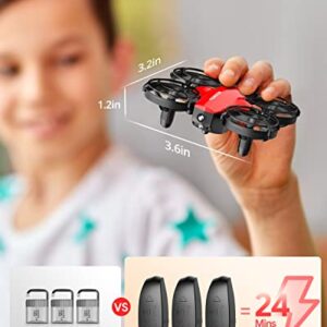 TOMZON A24 Mini Drone for Kids with Battle Mode, Kids Drone with Throw to Go, High Speeds Rotation, Self Spin and 3D Flip, RC Quadcopter with Altitude Hold, Headless Mode, 3 Batteries, Safe Cover, Red