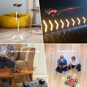 TOMZON A24 Mini Drone for Kids with Battle Mode, Kids Drone with Throw to Go, High Speeds Rotation, Self Spin and 3D Flip, RC Quadcopter with Altitude Hold, Headless Mode, 3 Batteries, Safe Cover, Red