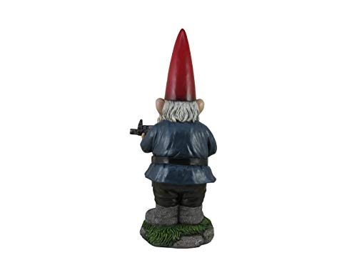 DWK "Fair Warning Don't Tread on Me Outdoor Garden Gnome Holding a Gun Statue | Garden Statues and Yard Art | Front Porch Decoration | Patio Decor for Your Home - 16"