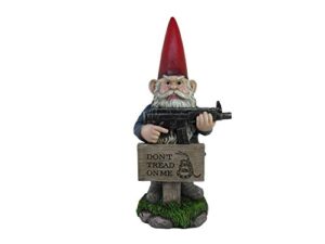 dwk “fair warning don’t tread on me outdoor garden gnome holding a gun statue | garden statues and yard art | front porch decoration | patio decor for your home – 16”