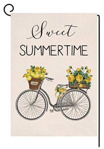 summer garden flag vertical double sided lemon farmhouse burlap yard outdoor decor 12.5 x 18 inches (110496)