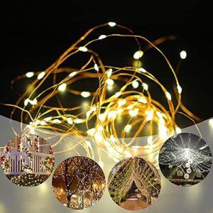 Heaffey Christmas Solar Fairy String Lights Outdoor,40 FT 120 LED 8 Lighting Modes Copper Wire Light,Waterproof Solar Powered Decoration for Wedding Patio Yard Trees Christmas Party(Warm white,1 pack)