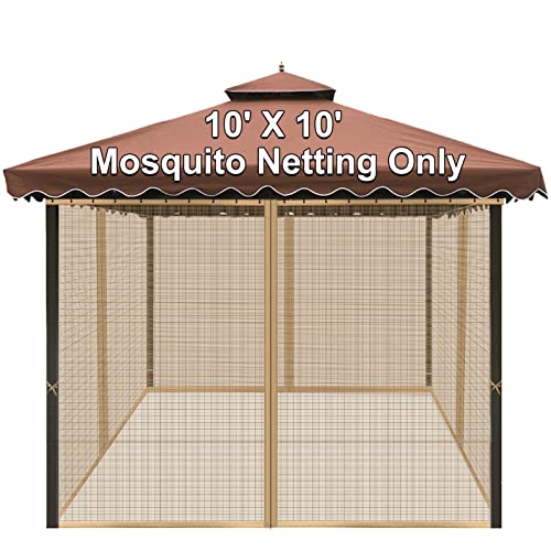 BRIGHTDECK Gazebo Replacement Mosquito Netting Screen, Sidewalls Outdoor 4-Panels Universal Gazebo Netting for Patio, Garden and Backyard (Net Only) (10-ft x 10-ft)