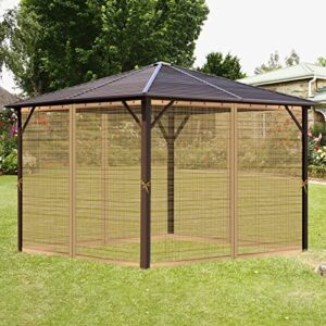 BRIGHTDECK Gazebo Replacement Mosquito Netting Screen, Sidewalls Outdoor 4-Panels Universal Gazebo Netting for Patio, Garden and Backyard (Net Only) (10-ft x 10-ft)