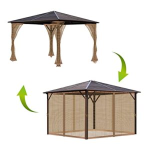 BRIGHTDECK Gazebo Replacement Mosquito Netting Screen, Sidewalls Outdoor 4-Panels Universal Gazebo Netting for Patio, Garden and Backyard (Net Only) (10-ft x 10-ft)